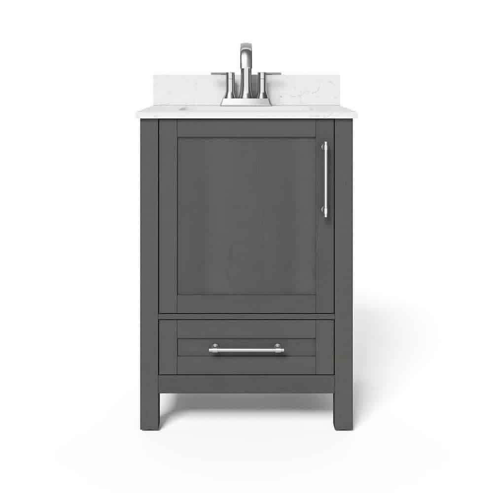 24" Droplet Distressed Wood Vanity with Quartz Top